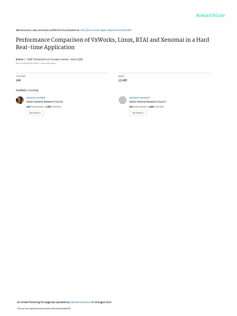 Performance Comparison Of Vxworks Linux Rtai And X Pdf Kernel Operating System Process