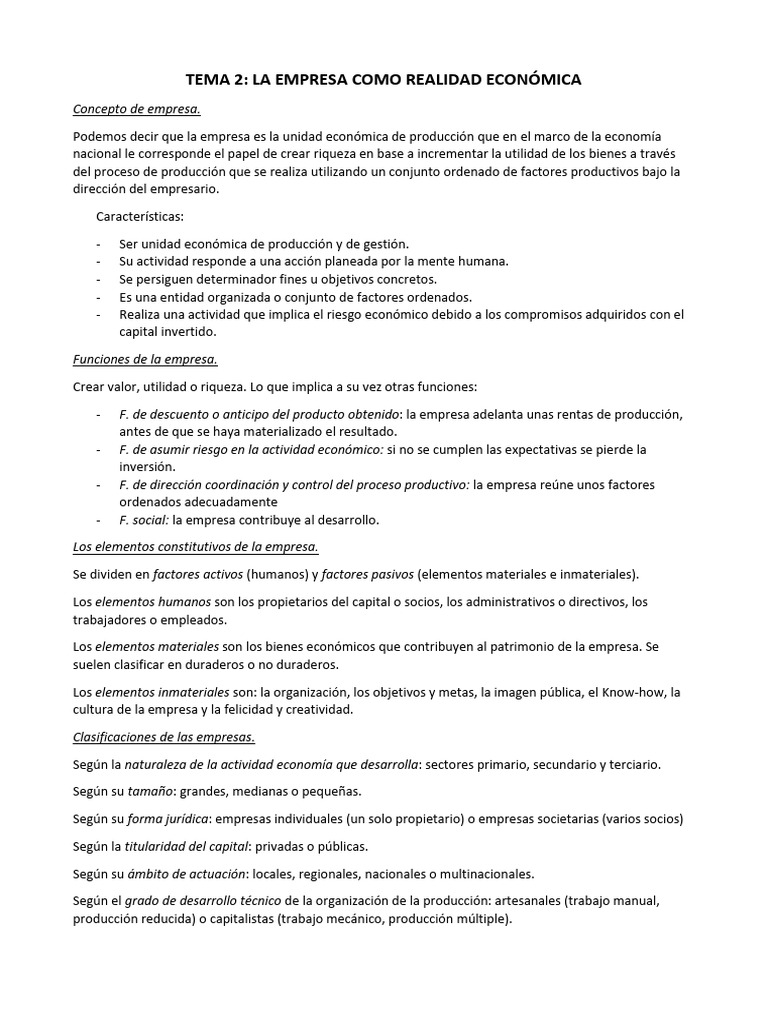 Tema 2 OGE | PDF | Business | Economias