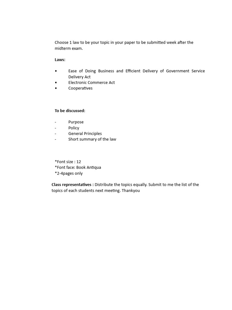 Law Paper Topics and Guidelines | PDF | Business