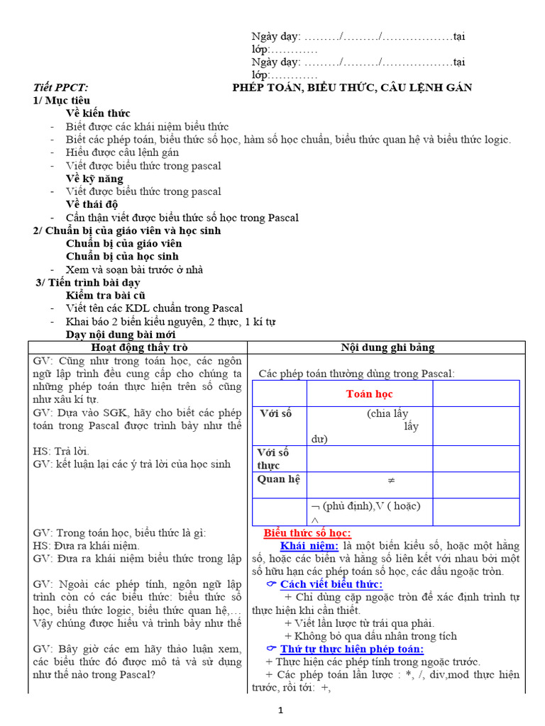 Bai 6 Phep Toan Bieu Thuc Cau Lenh Gan | PDF