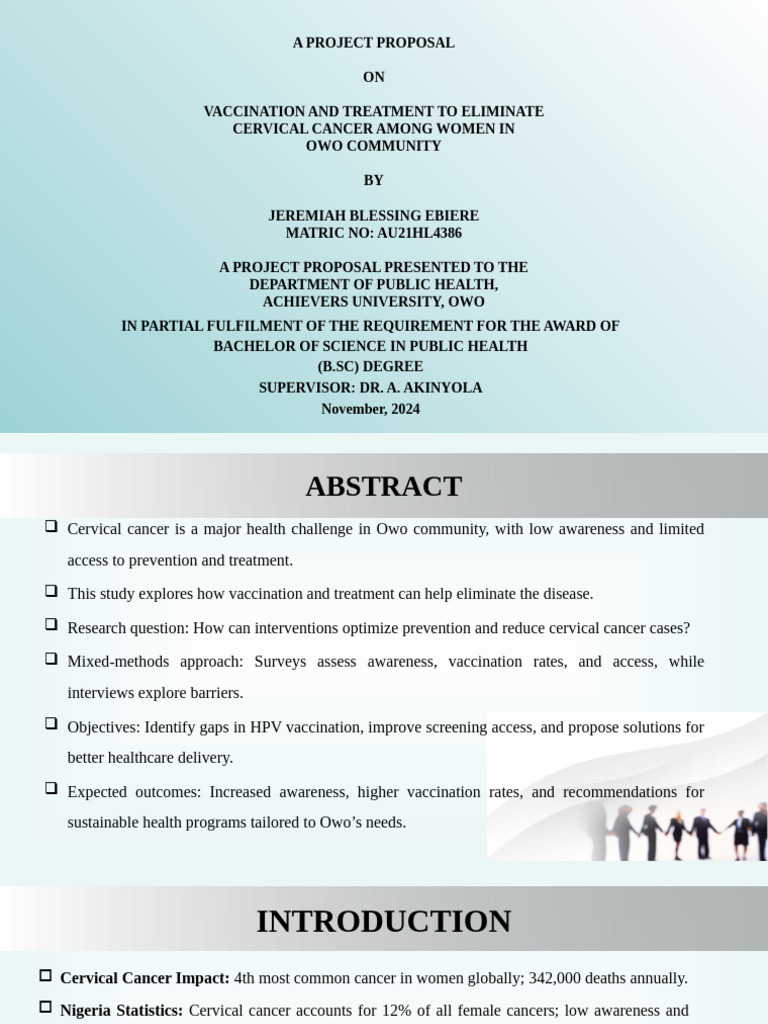 Edited JEREMIAH BLESSING PROJECT PROPOSAL... | PDF | Cervical Cancer | Preventive Healthcare