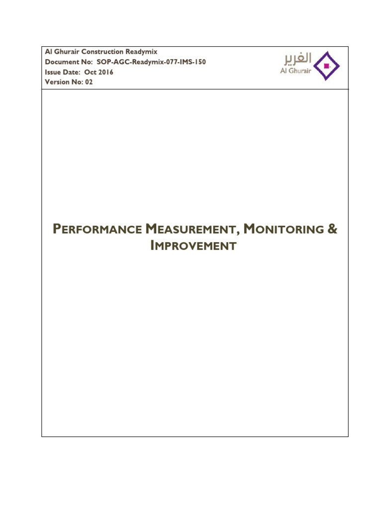 Performance Measurement Monitoring Improvement Pdf Risk Risk Assessment