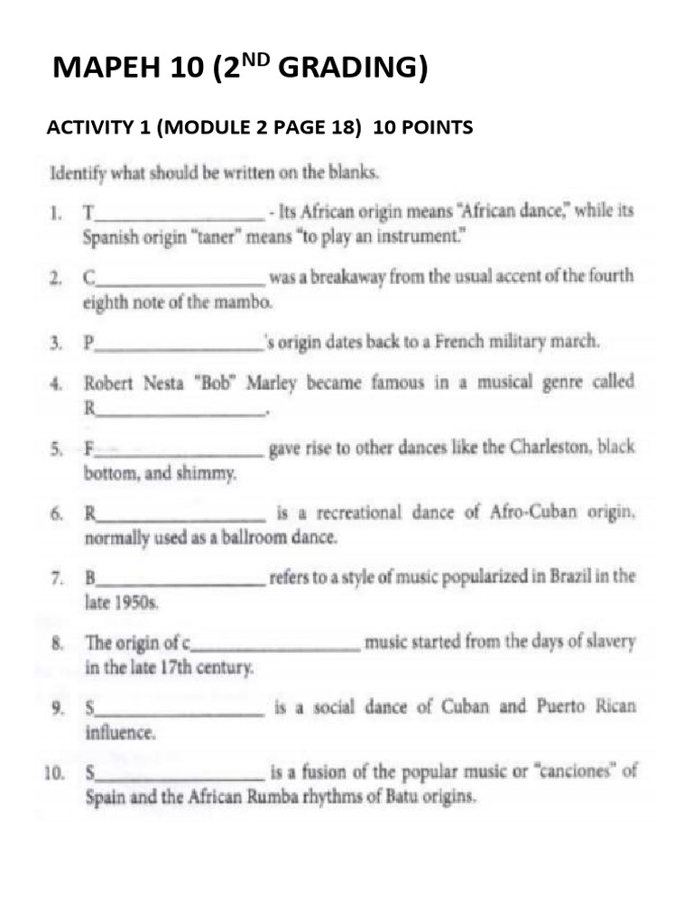 Mapeh (Activity 1-6) | PDF | Teaching Methods & Materials