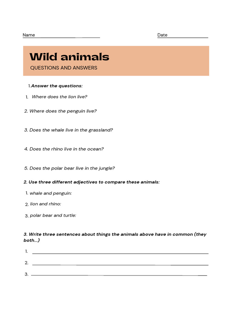Wild Animals Q&A for Kids | PDF