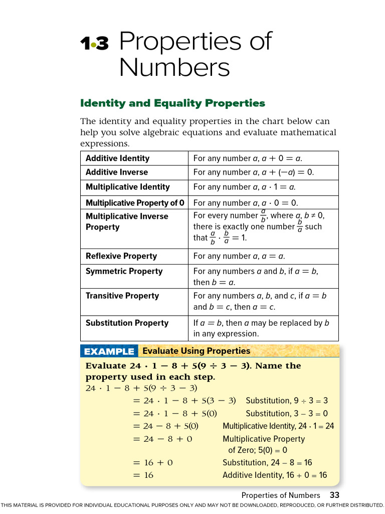 Properties of Numbers Explained | PDF | Multiplication | Mathematical ...