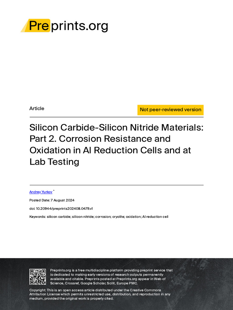 Silicon Carbide-Silicon Nitride Materials Part 2 C | PDF | Corrosion ...