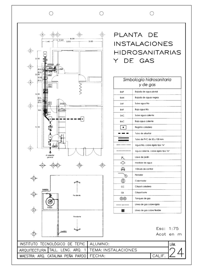 Lámina 24. Instalaciones Hidrosanitaria y de Gas | PDF