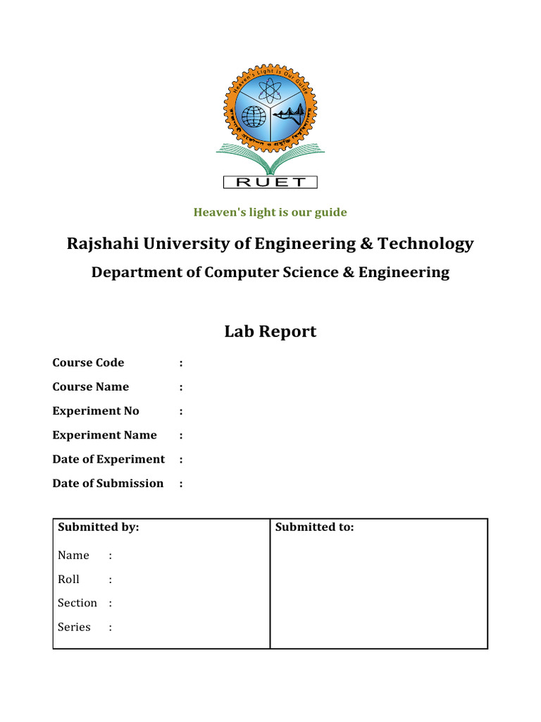 CSE Lab Report Cover Page | PDF