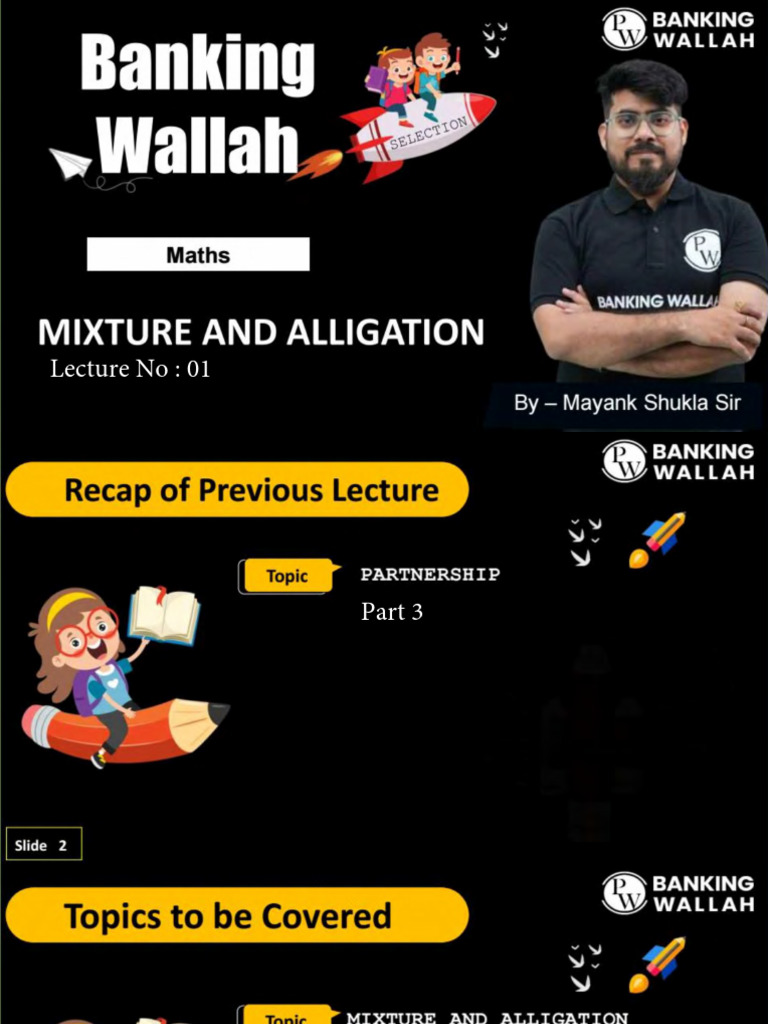 Mixture And Alligation 01 Class Notes Pdf