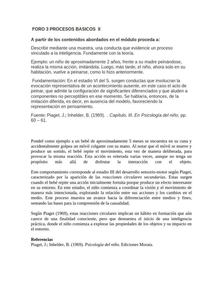 FORO 3 Procesos Basicos II | PDF | Pensamiento | Ciencias del comportamiento
