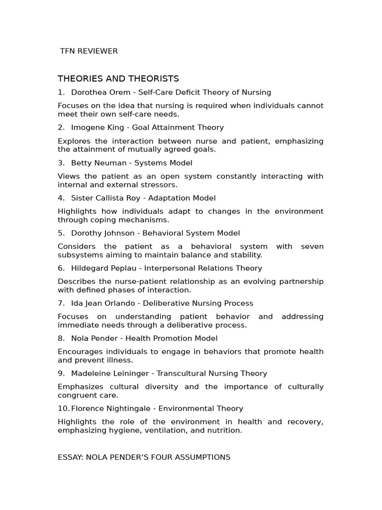 TFN Reviewer | PDF | Nursing | System