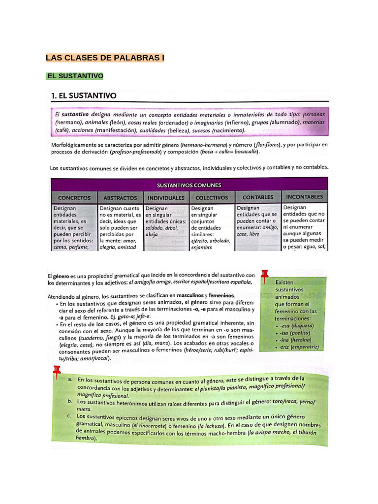 El Sustantivo y El Adjetivo | PDF | Artes del Lenguaje y Comunicación