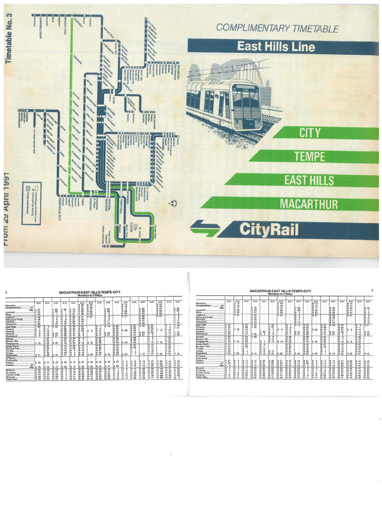 East Hills Line Timetable 1991 | PDF