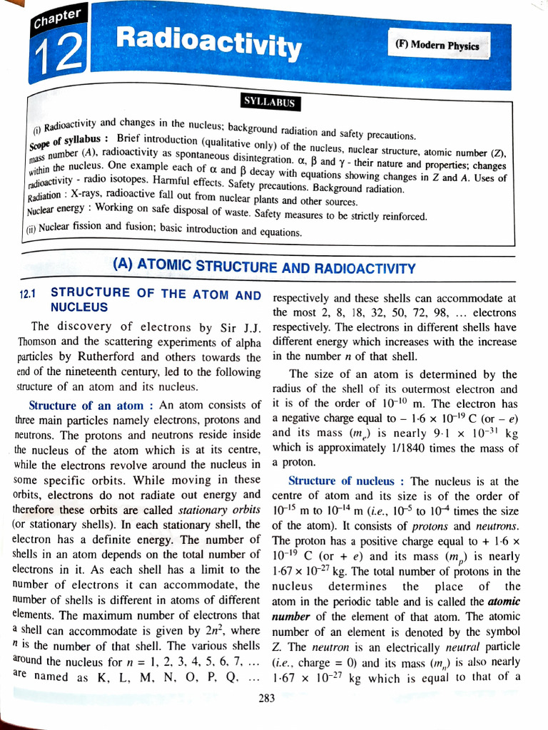 Atomic Structure & Radioactivity Guide | PDF | Isotope | Atomic Nucleus