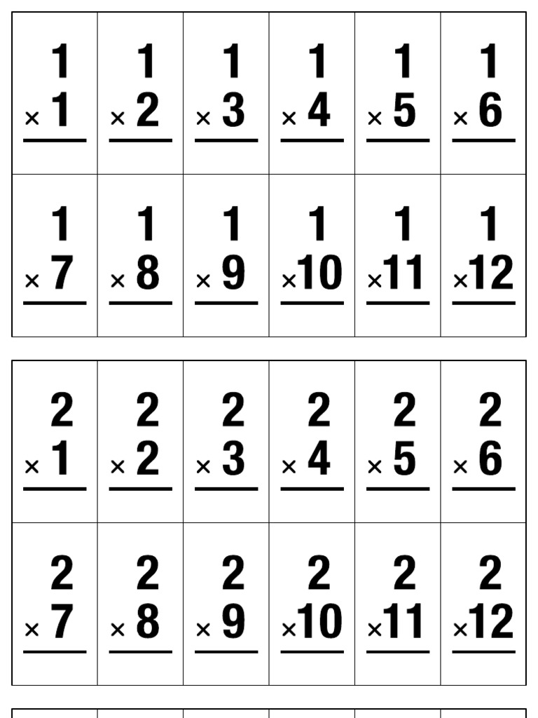 Flashcards Multiplication | PDF
