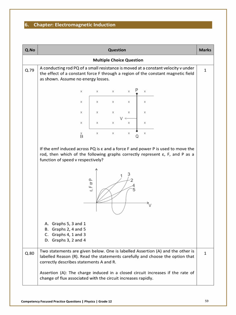 CLASS XII Competency Focused Practice Questions Physics - Vol1 | PDF