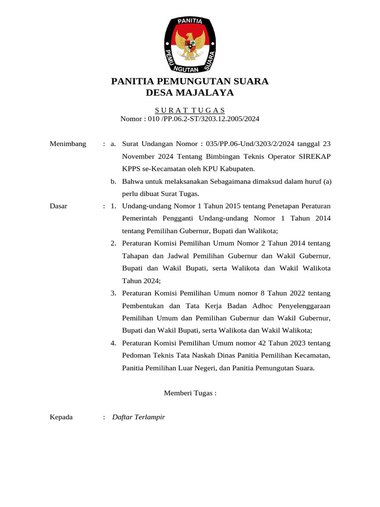 Surat Tugas PPK 075 21 Oktober 2024 | PDF