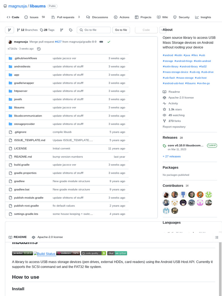 GitHub - Magnusja - Libaums - Open Source Library To Access USB Mass Storage Devices On Android ...