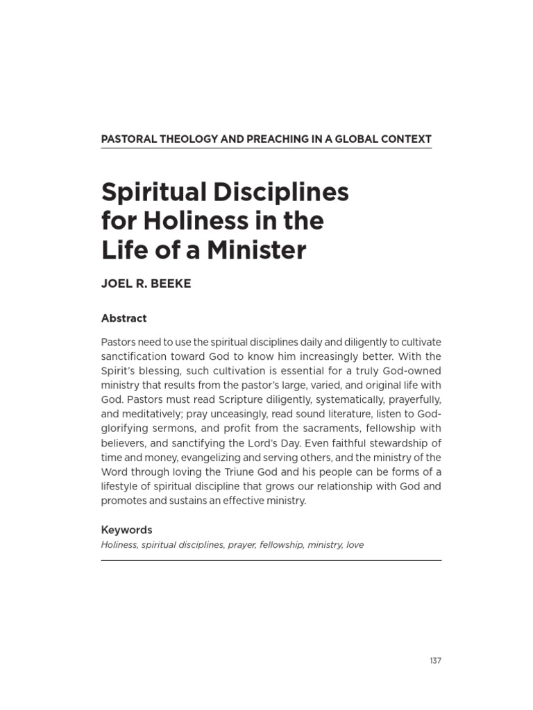 Spiritual Disciplines for Ministers' Holiness | PDF | Prayer | Sermon