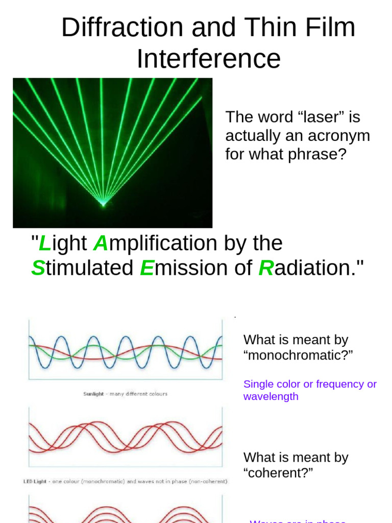 Diffraction and Thin Film Interference - 1 | PDF | Diffraction | Wavelength