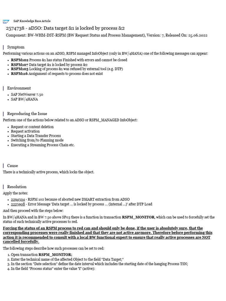 aDSO Data Target &1 Is Locked by Process &2 | PDF | Software | Software Engineering