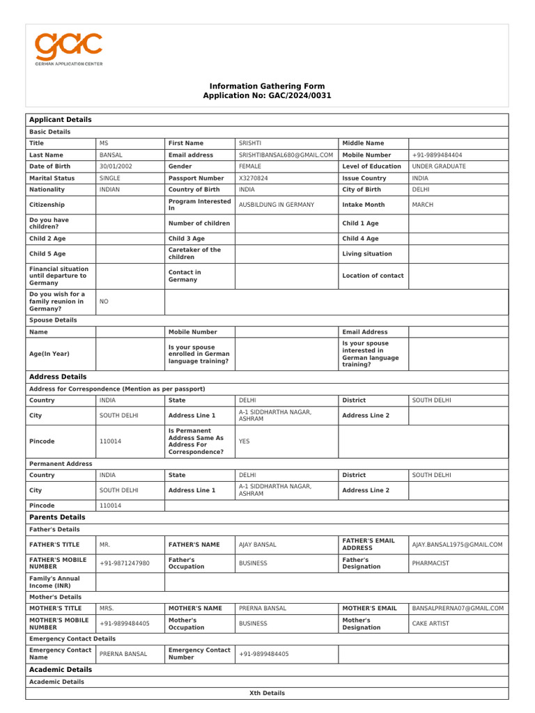 Application Form GAC 2024 0031 | PDF