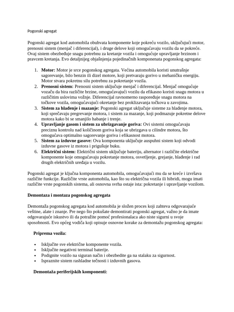 Pogonski Agregat1 | PDF