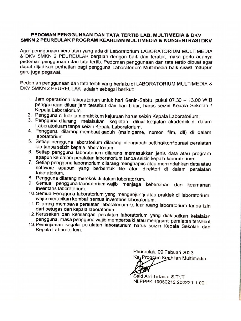 MM - Aturan SOP Tata Tertib DLL | PDF