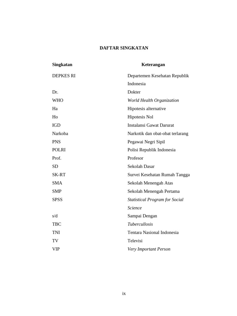 Daftar Singkatan | PDF
