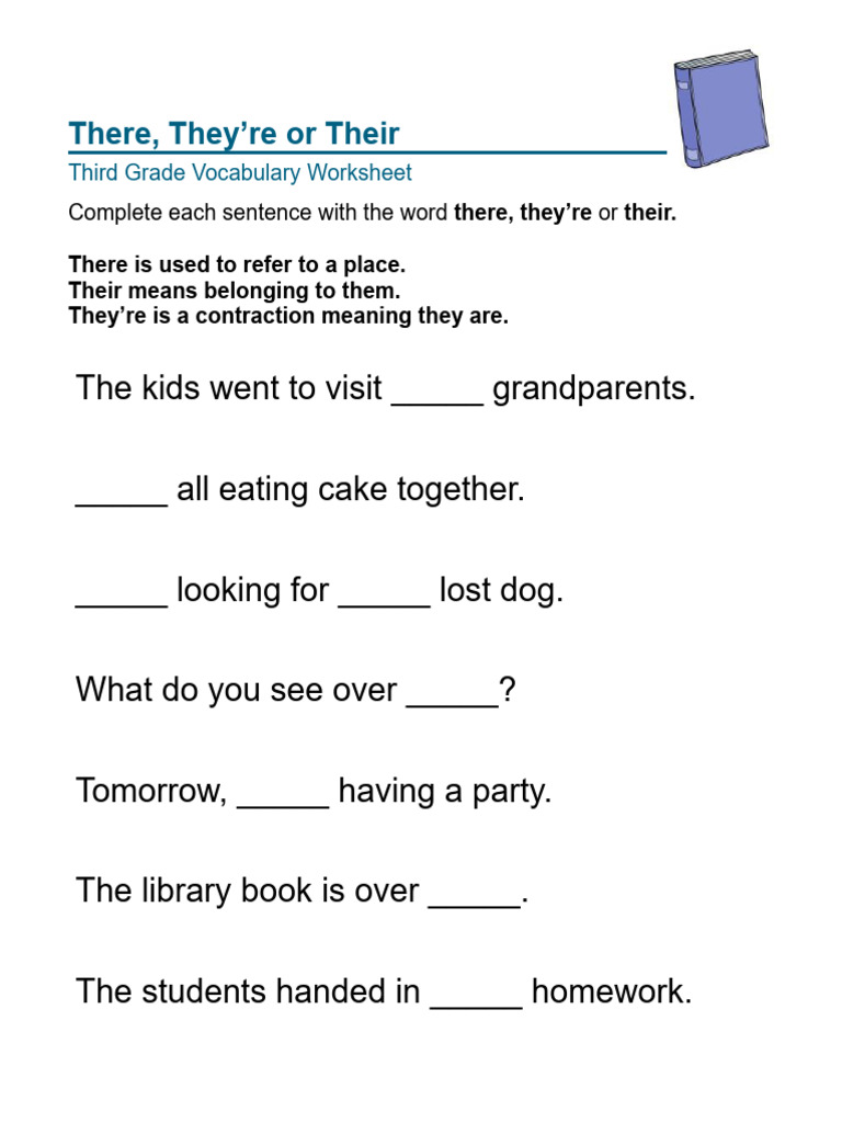 3rd Grade There They Are Their Sentences | PDF