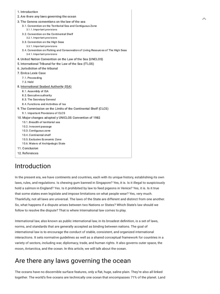 Ocean Laws and International Treaties | PDF | Territorial Waters ...