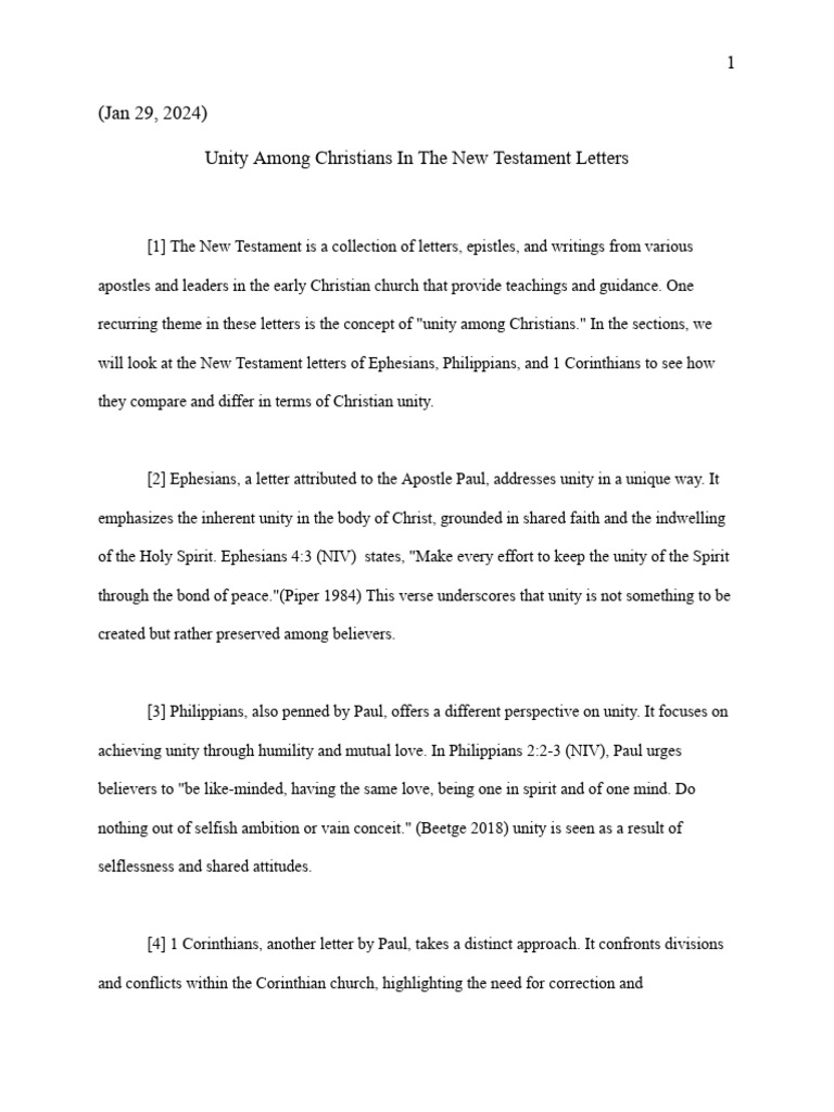 Unity Among Christians in The New Testament Letters | PDF | Epistle To ...