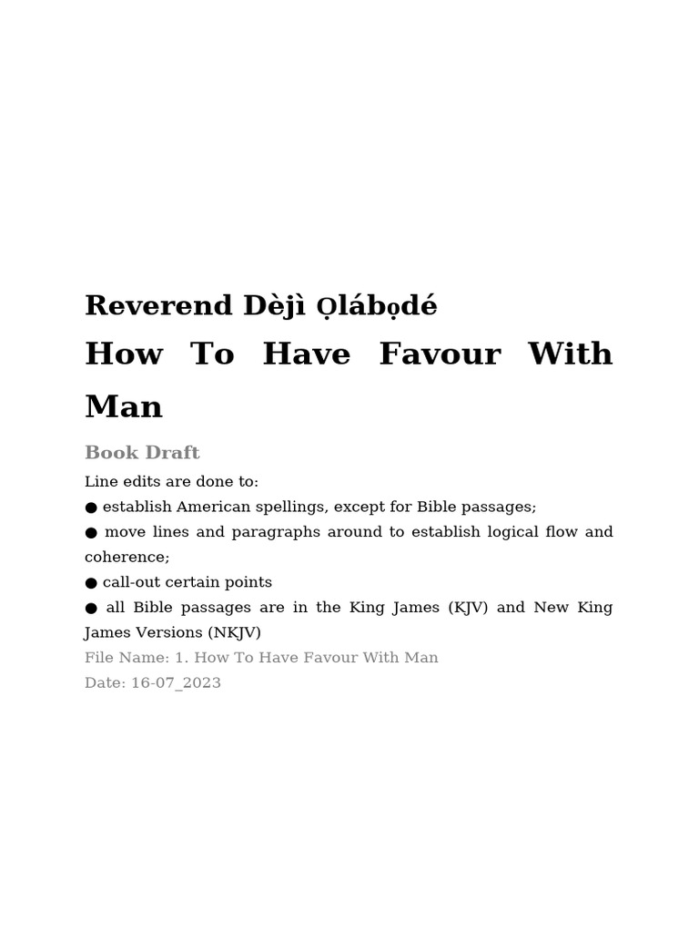 How To Have Favour With Man - Rev Deji Olabode - 122335 | PDF