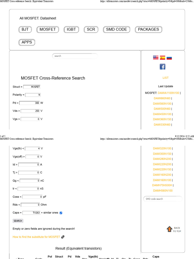 MOSFET Cross-Reference Search - Equivalent Transistors | PDF ...