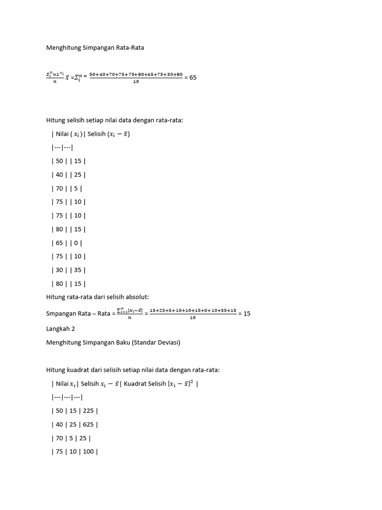 Menghitung Simpangan Rata | PDF | Metode & Bahan Ajar | Teknologi ...