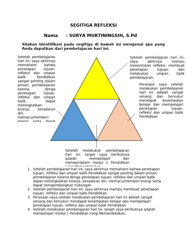 Refleksi Model Segitiga (SURYA MURTININGSIH) | PDF | Karier & Perkembangan