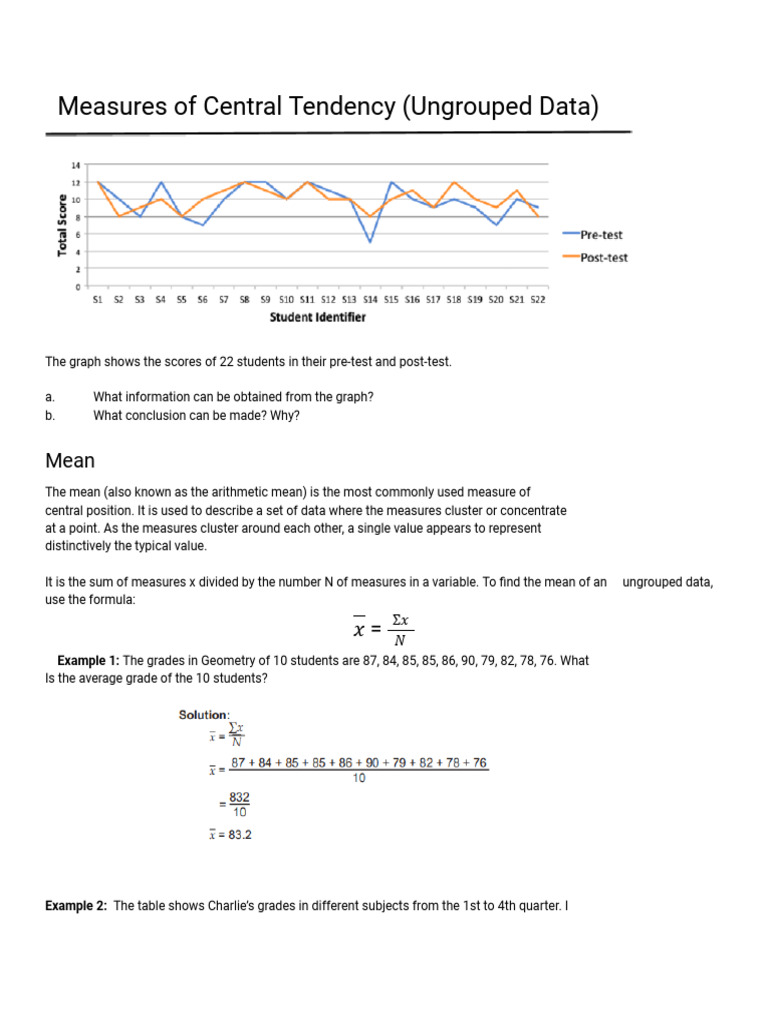 Central Tendency Measures Explained | PDF | Mean | Average