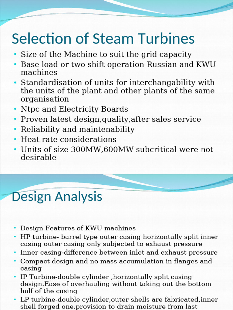 Selection of Steam Turbines1 | PDF | Turbine | Power Station