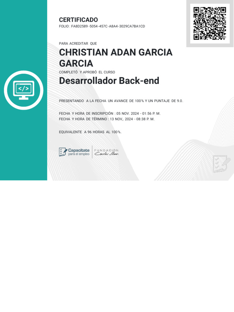 Certificado Backend | PDF