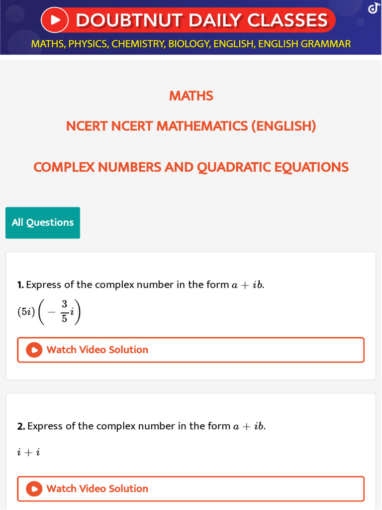 1779 Books Doubtnut Question Bank | PDF | Complex Number | Numbers