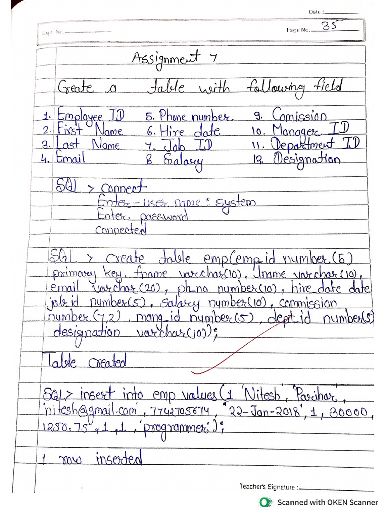Oracle Assignment 7 To 11 | PDF