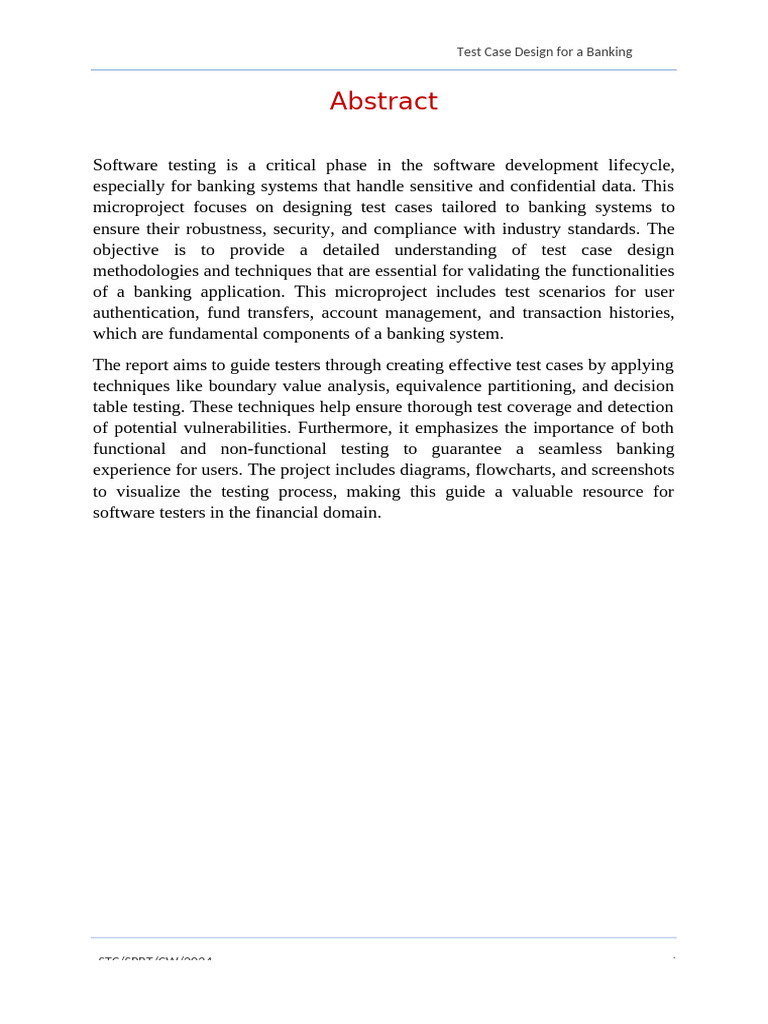 Test Case Design For A Banking System | PDF | Software Testing ...