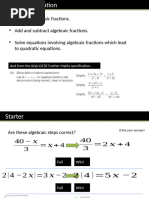 Algebraic Fractions Practice Questions - Corbettmaths | PDF
