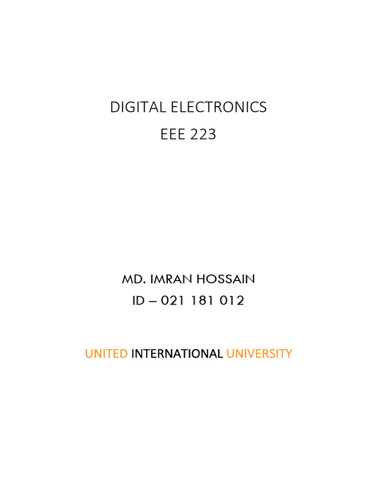EEE 223 Digital Electronics Note | PDF | Technology & Engineering