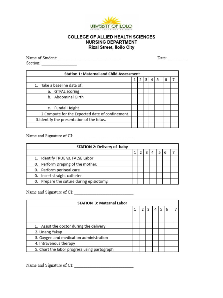 Osce Checklist | PDF | Childbirth | Cardiopulmonary Resuscitation