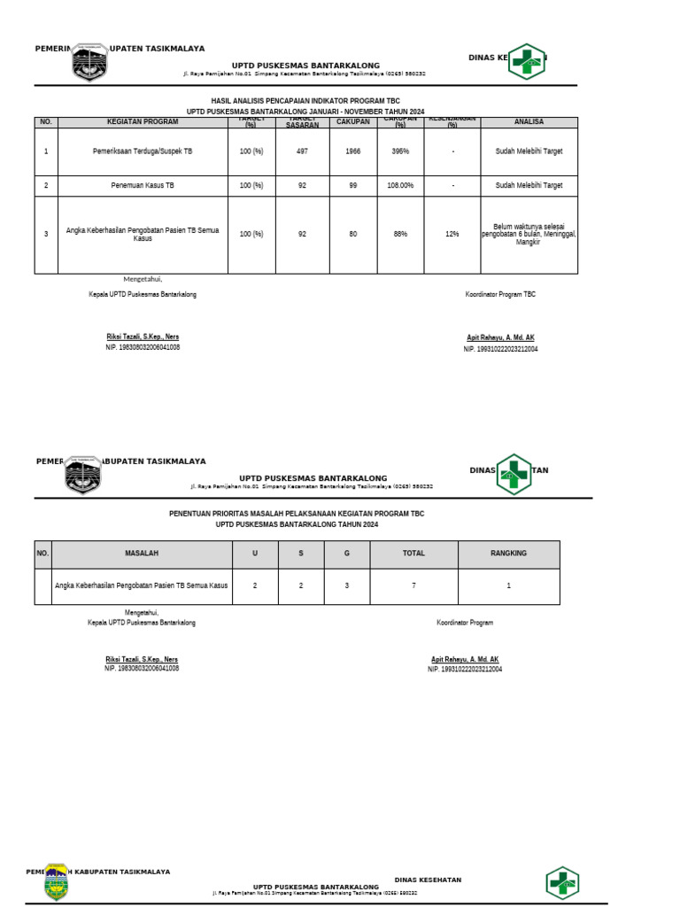 Analisis (PKP) Pencapaian Indikator 2024 (Jan-November) | PDF