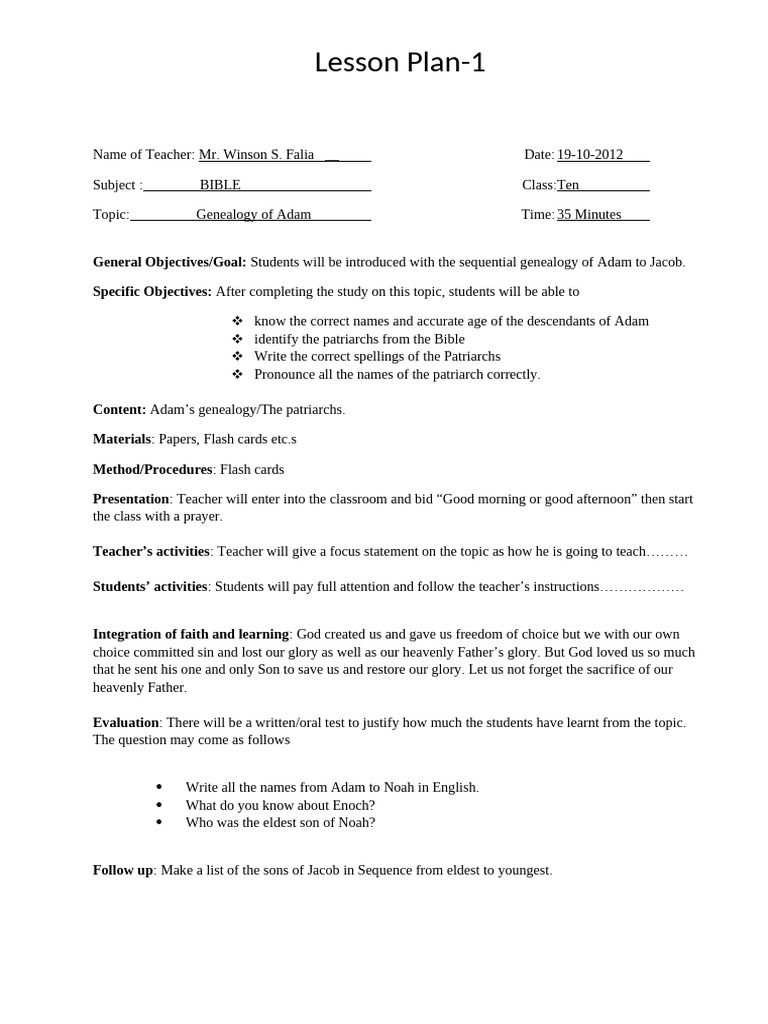 Lession Plan1 | PDF