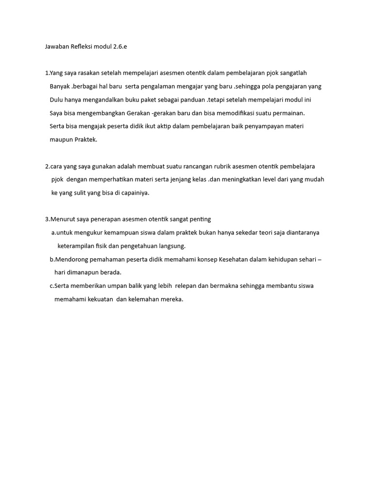Jawaban Refleksi Modul 2 | PDF