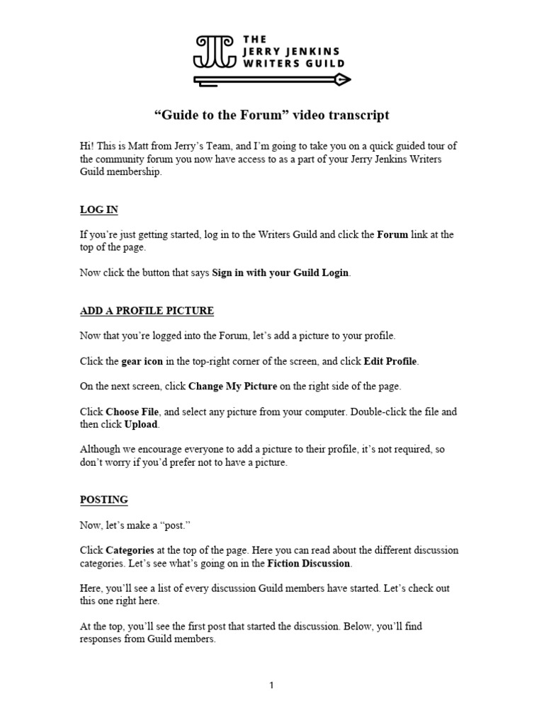 Jerry Jenkins Guide-to-the-Forum-Transcript | PDF | Internet Forum ...