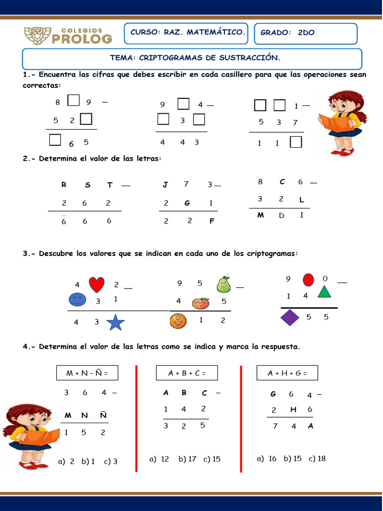 2° Ficha - Criptograma de Sustracción - Raz. Matemático | PDF